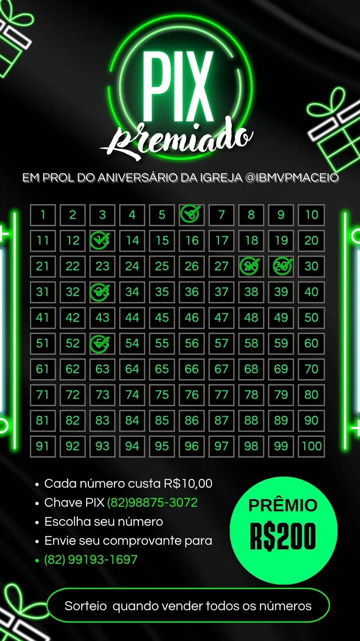 Rifa Online | Rifa Online | RIFA EM PROL DO ANIVERSARIO DA IGREJA IBMVPMACEIO ALAGOAS